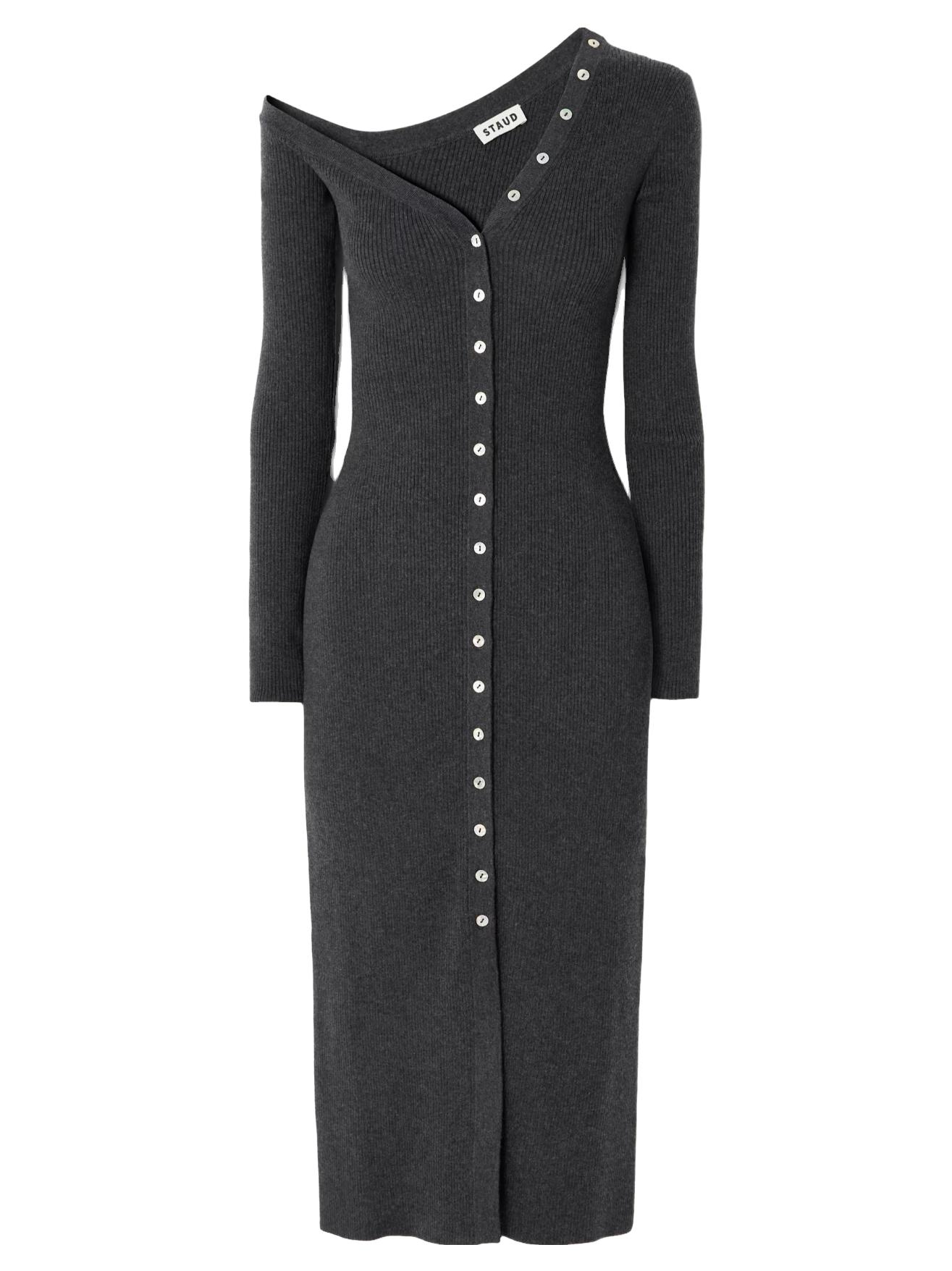 STAUD Staud Off-the-Shoulder Ribbed Knit Dress